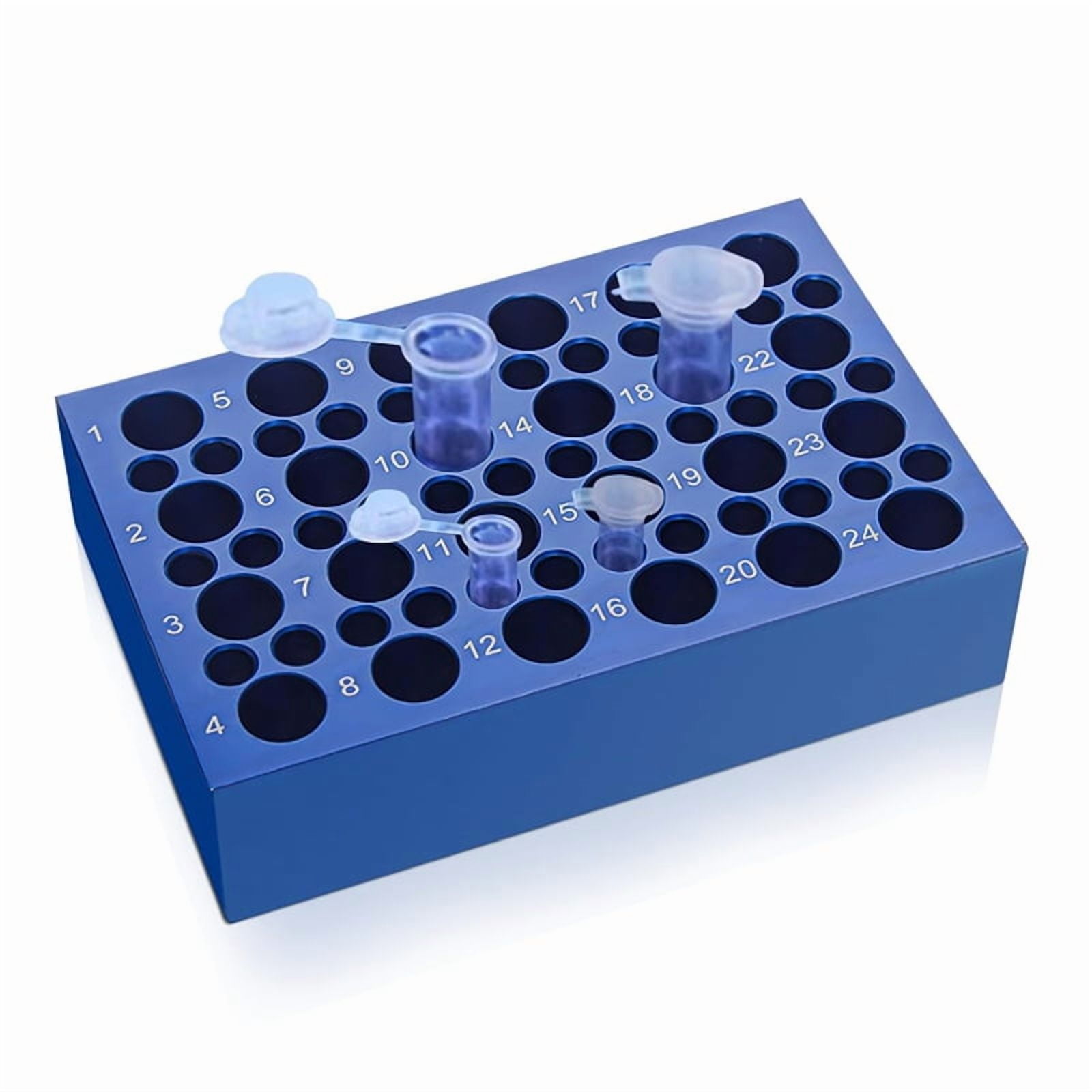 Dual-Size Aluminum Cooling Block (24+36 ) for Tubes - Reusable 0.2ml/1 ...