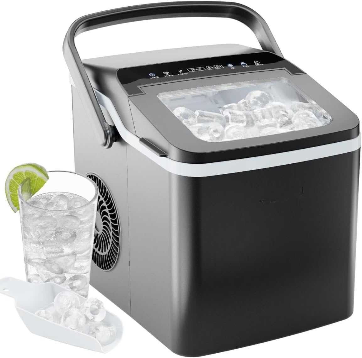 Dual-Size Ice Maker Countertop - Portable Ice Machine, Large and Small ...