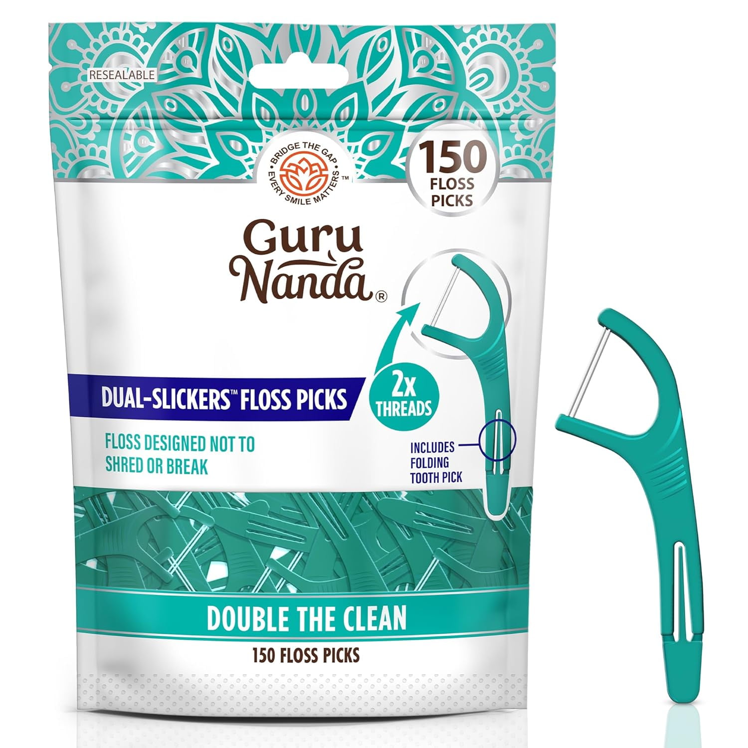 Dual Slickers Floss Picks - Double Threaded Dyneema Dental Floss with ...