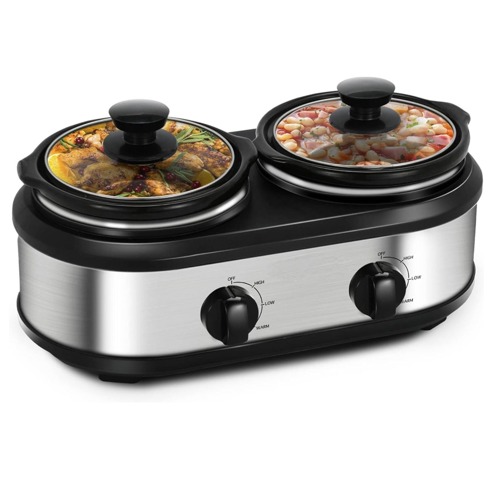 Dual Slow Cooker Buffet Server Food Warmer with 3 Adjustable ...