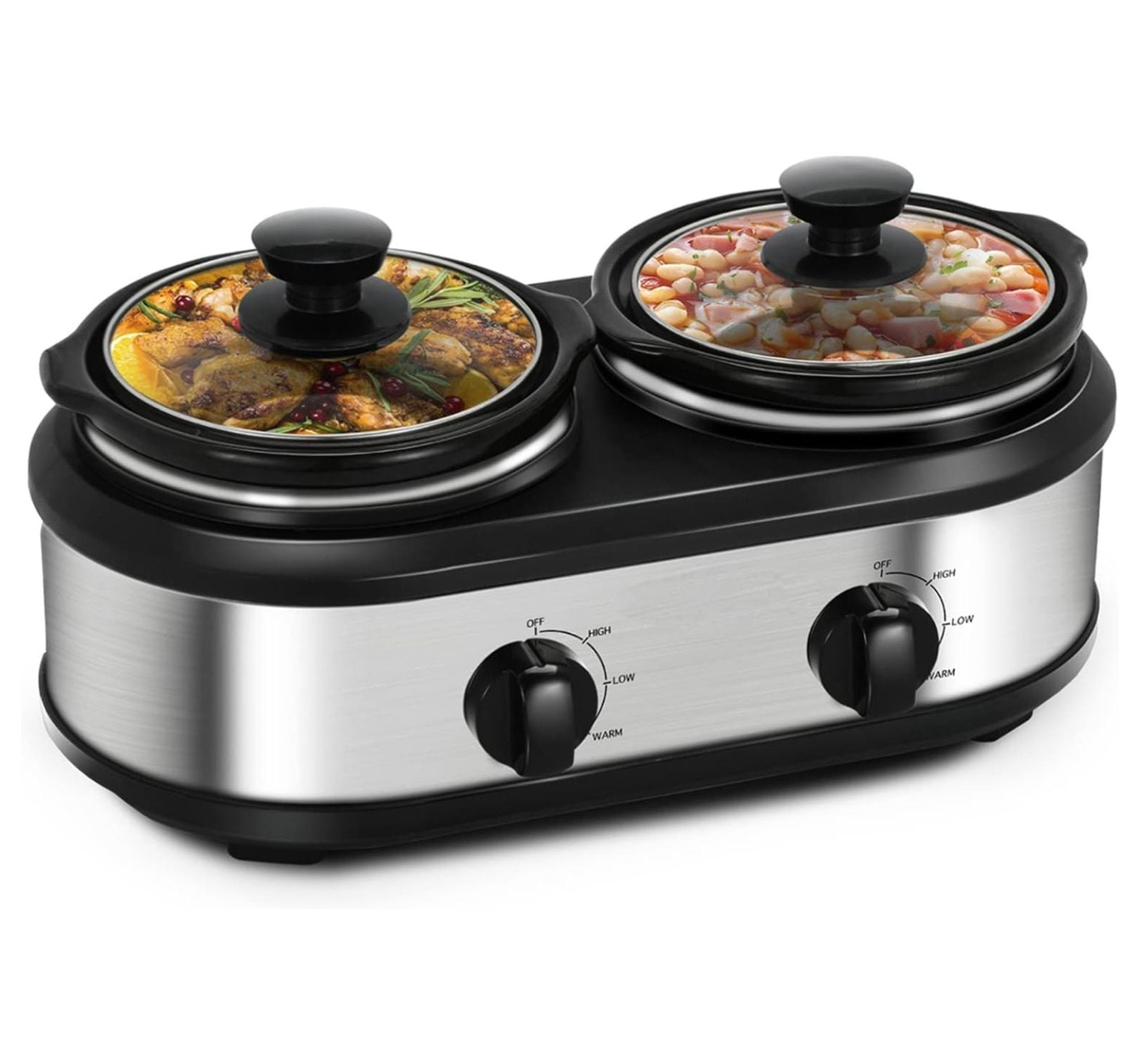 Dual Slow Cooker Buffet Server Food Warmer with 3 Adjustable ...
