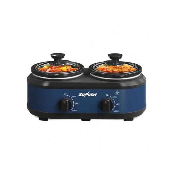 Dual Slow Cooker, Buffet Server And Warmer With 2 Removable Ceramic ...