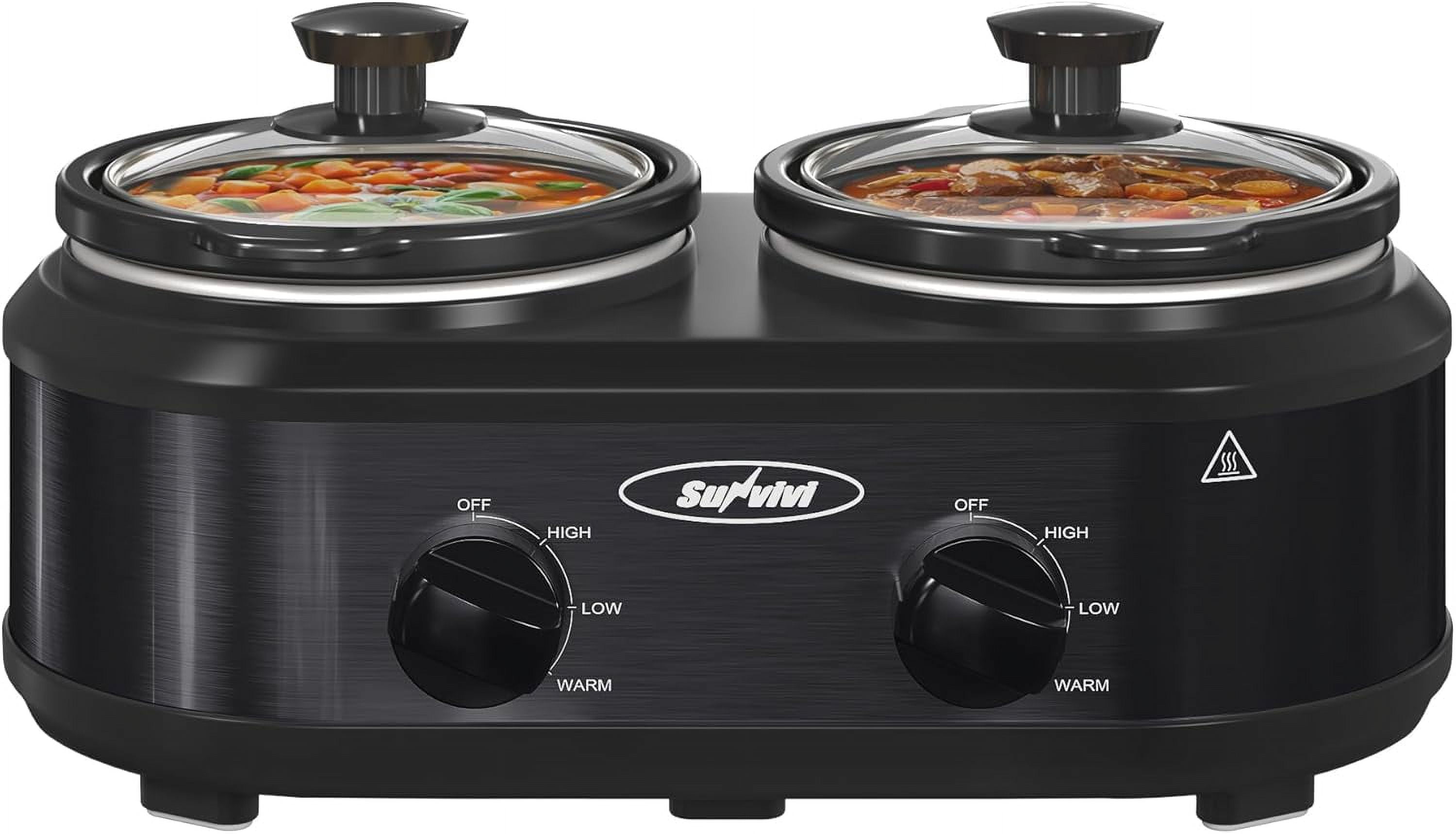 Dual Slow Cooker with Two Pots, Mini Crock Buffet Servers and Warmer ...