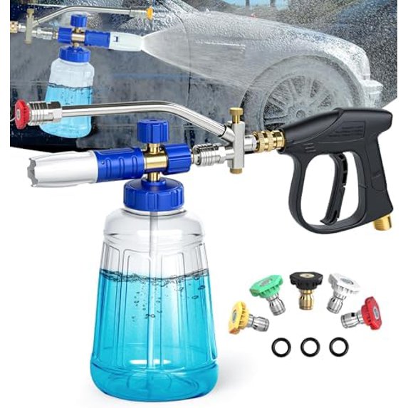 Dual Spray Foam Cannon Power Washer Gun, 4350 PSI High Pressure Short ...