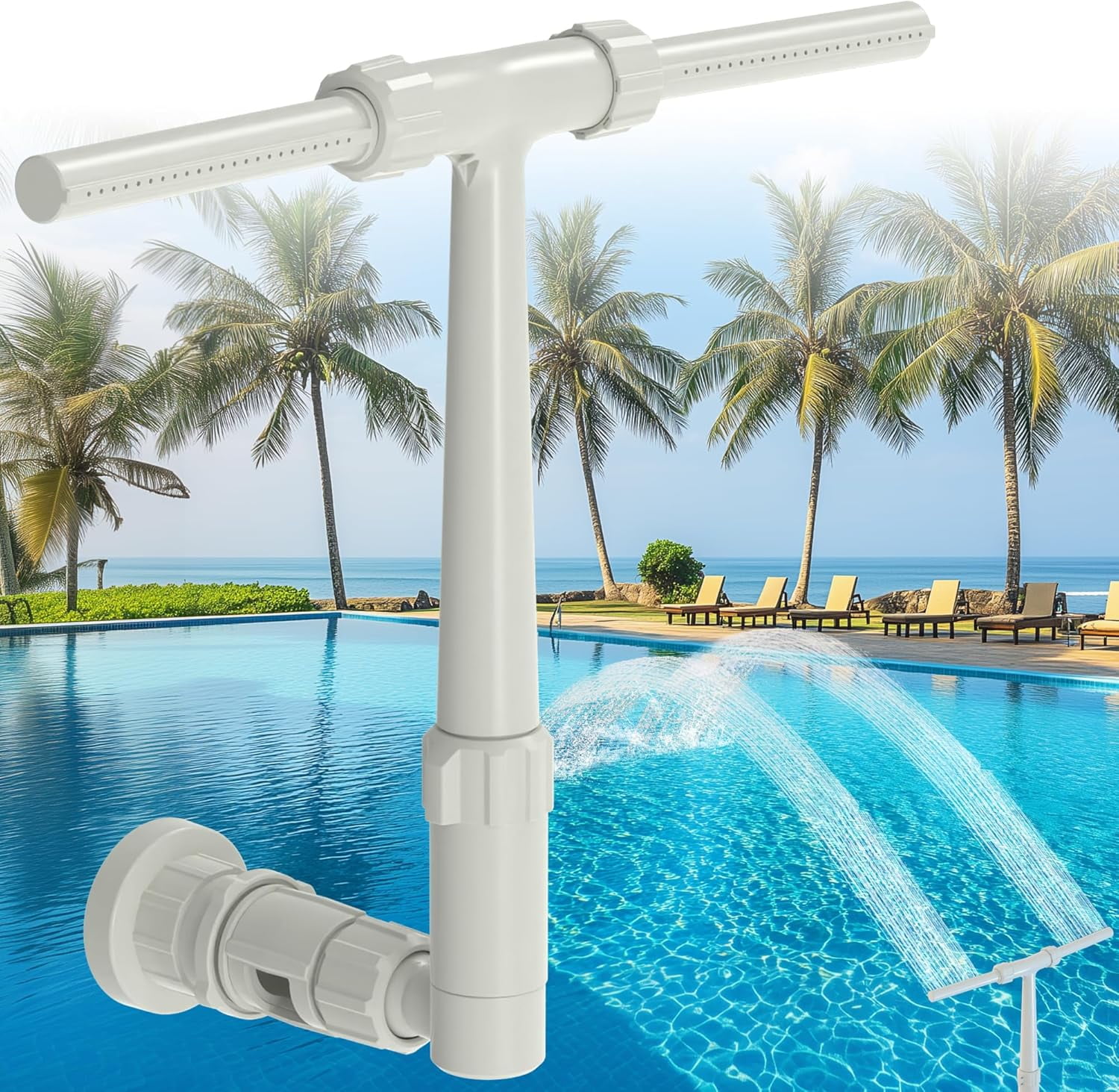 Dual Spray Pool Fountain, 10-20°F Cooler Water for Above/In-Ground ...