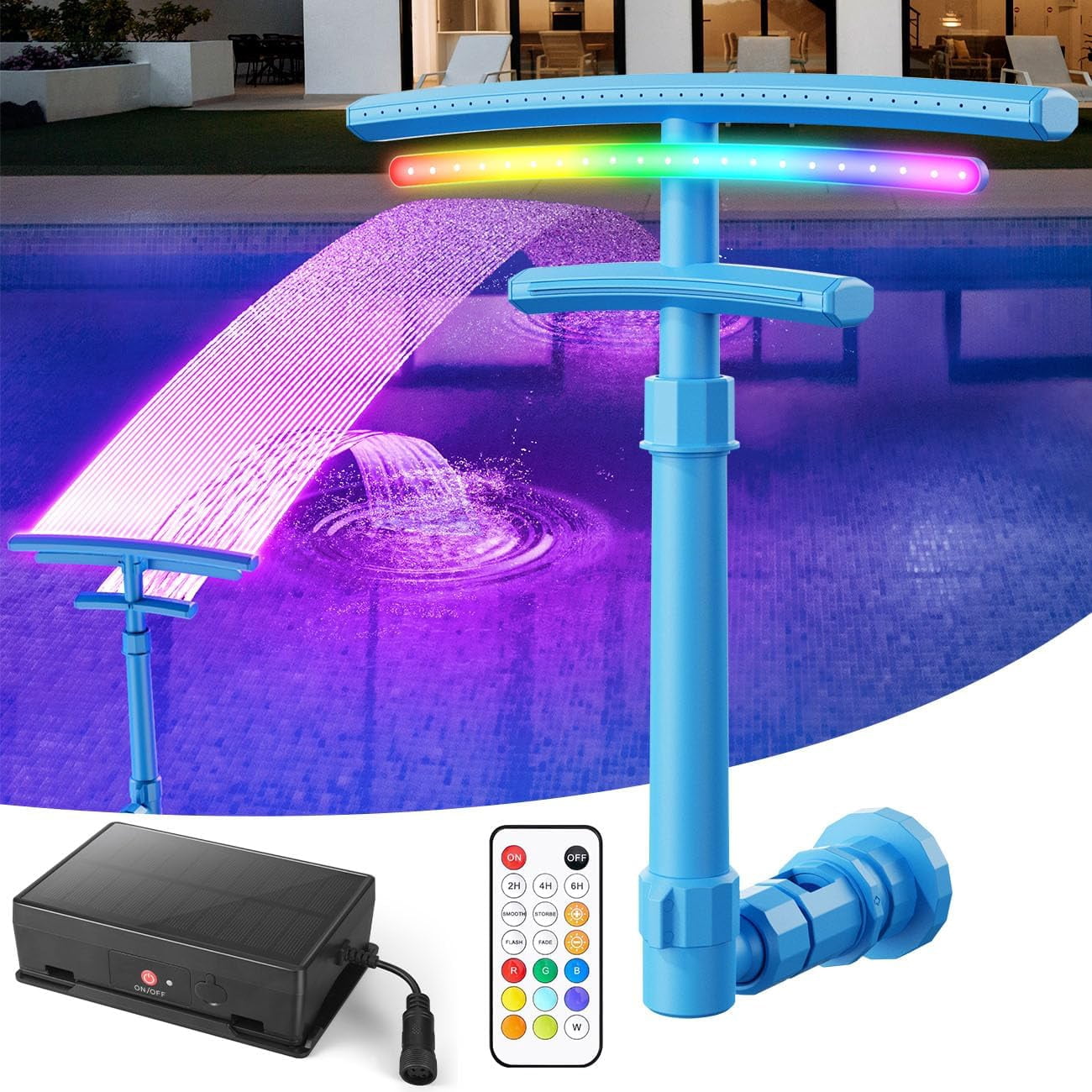 Dual Spray Pool Fountain for Above and Inground Pools, Pool Waterfall ...