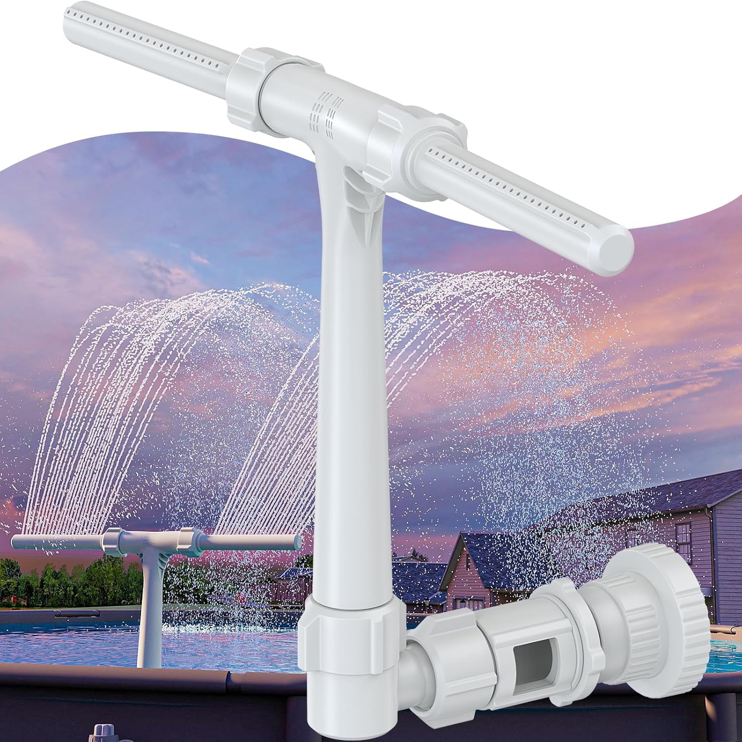 Dual Spray Pool Fountain - Original 2-in-1 Adjustable Waterfall Pool ...