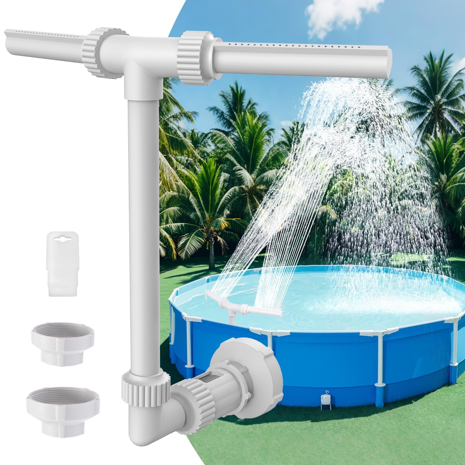 Dual Spray Pool Waterfall Fountain for Ponds and Swimming Pools ...