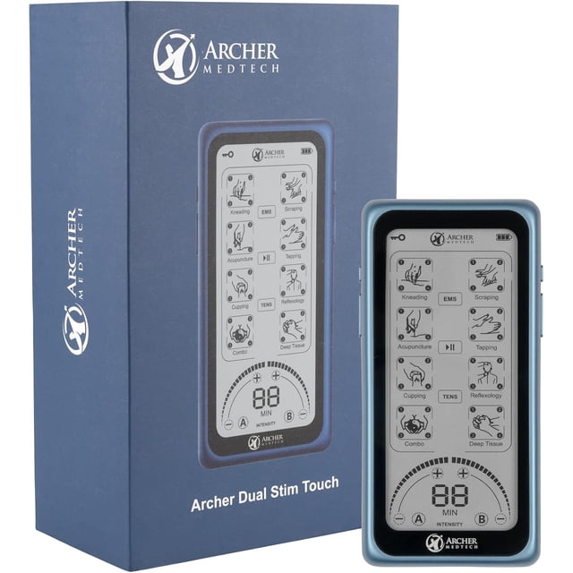 Dual Stim Touch TENS/EMS Unit. Durable, Rechargable, Dual Ports, 32 ...