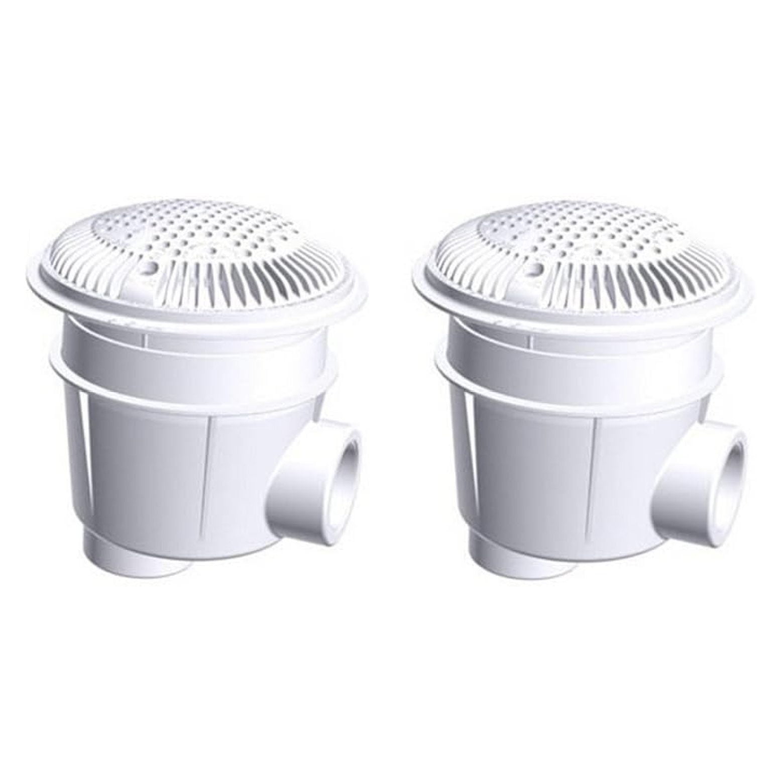 Dual Suction Outlet for Concrete Pools - 1.5 Inch White Main Drain Set ...