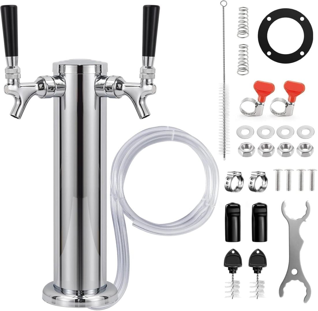 Dual Tap Kegerator Tower Dispenser Beer Tower Keg Tap Dispenser 3 ...