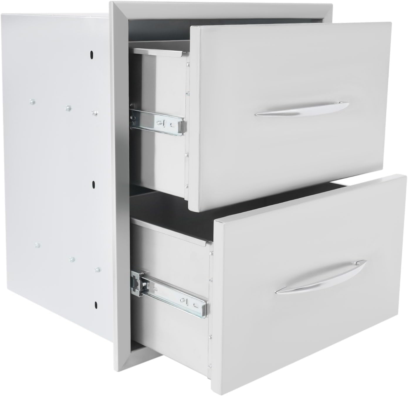 Dual Tier Pull-Out Kitchen Trash Drawer Stainless Steel Built-in Trash ...