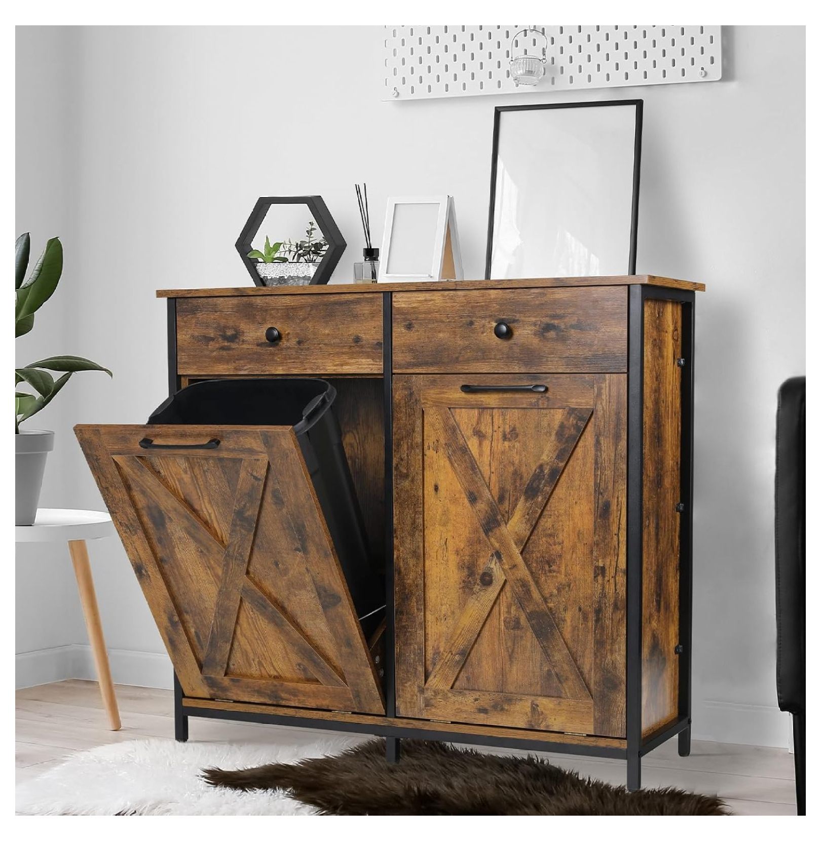 Dual Tilt Out Trash Cabinet, 10X2 Gallon Pet Proof Kitchen Pull Out ...