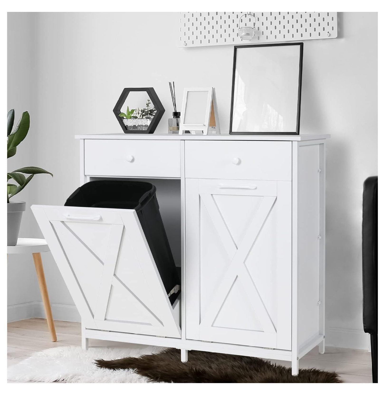 Dual Tilt Out Trash Cabinet, 10x2 Gallon Pet Proof Kitchen Pull Out ...