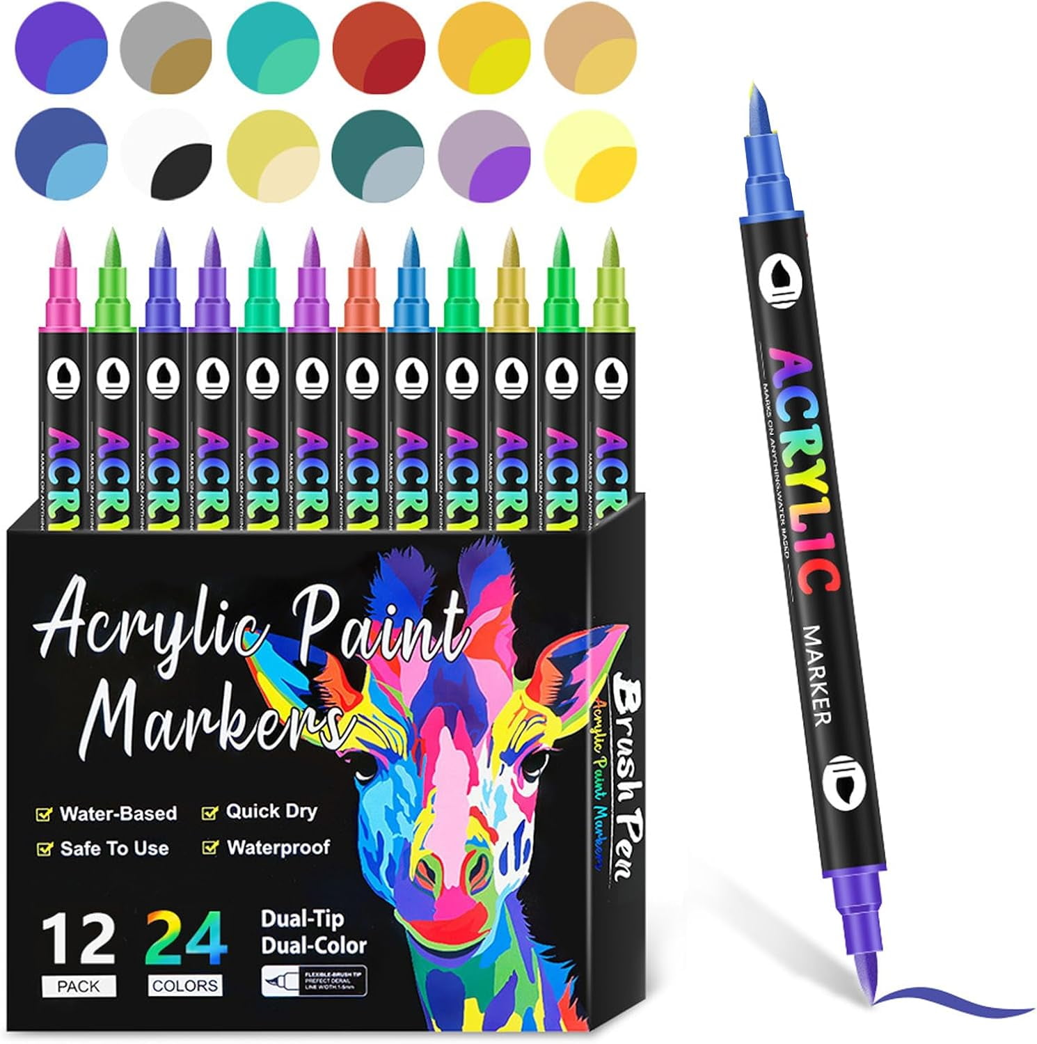 Dual Tip Acrylic Paint Pen Marker, Dual Tip Drawing Marker Pen, Acrylic ...