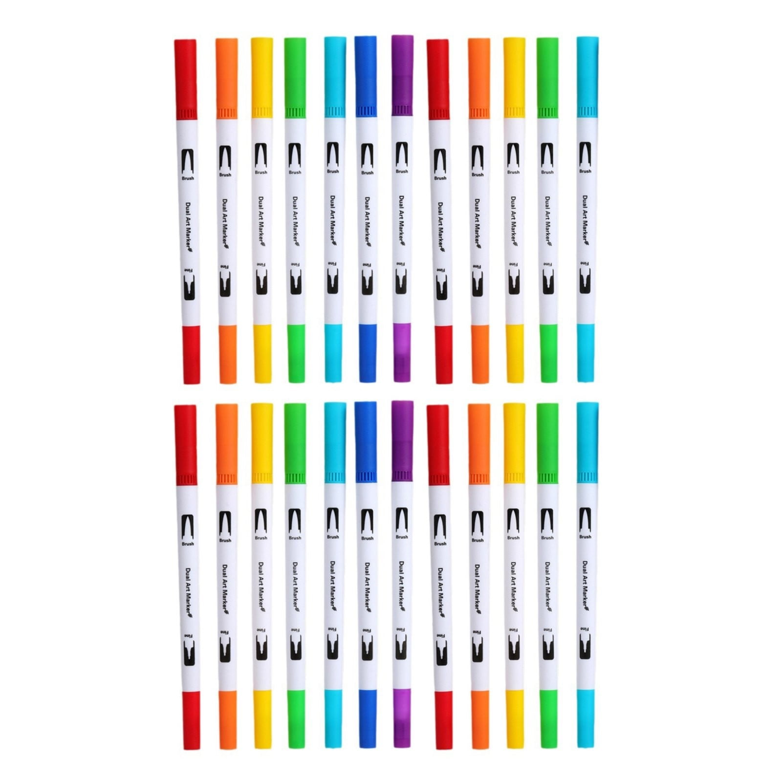 Dual Tip Brush Art Marker Pens, Furenl 24-Color Brush Marker Pen Set ...