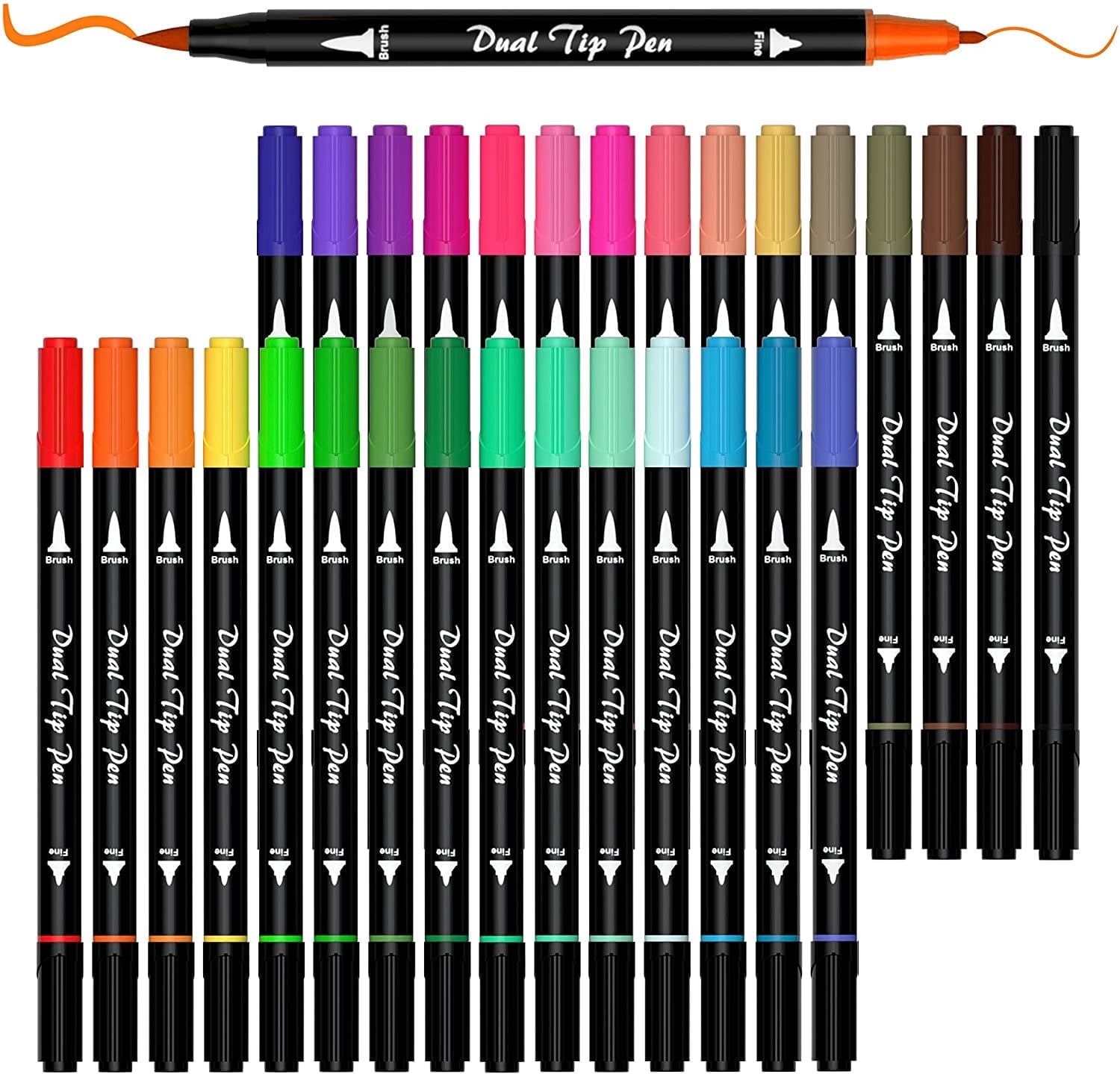 Shuttle Art Dual Tip Brush Pens Set, 30 Vibrant Colors, Fine and Brush ...