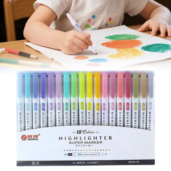 Dual Tip Highlighter Marker Set,Quick Dry Non Bleed Assorted Color ...