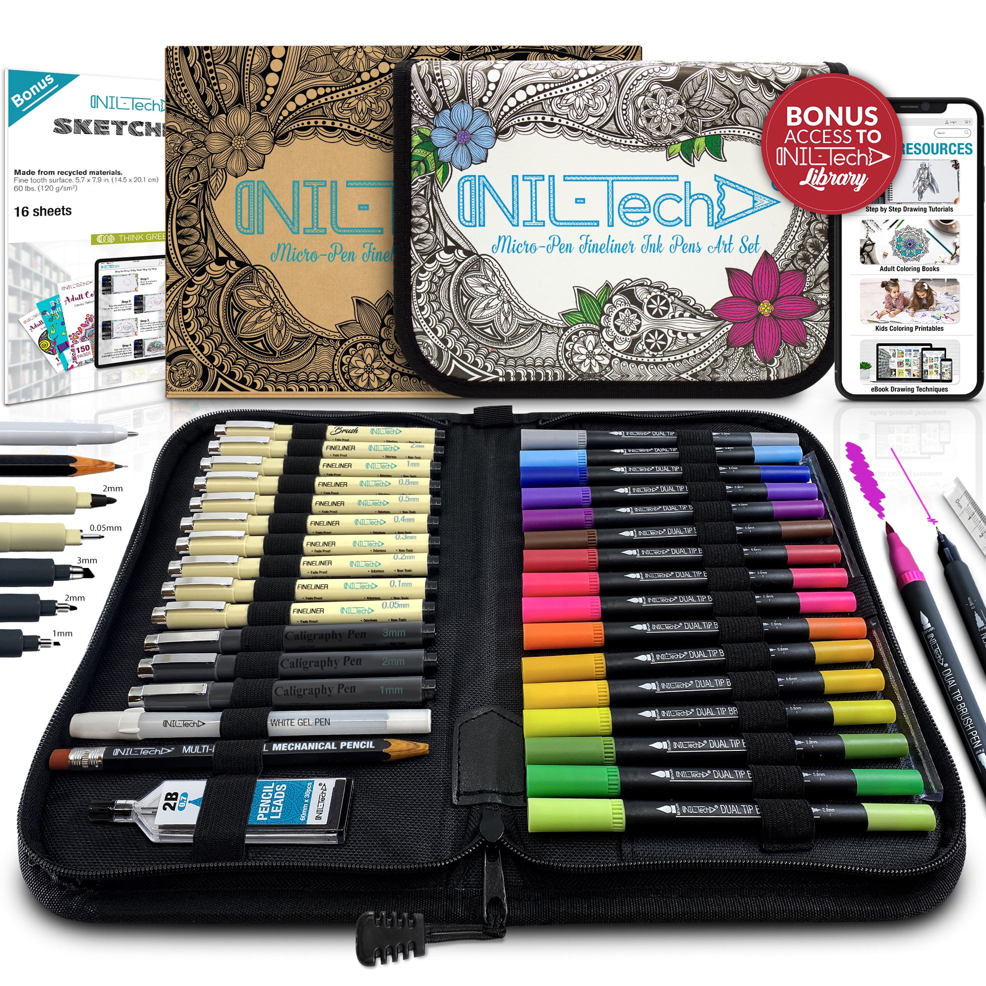 NIL Tech Professional Dual Tip Markers Set - 36 Pcs Art supply for ...