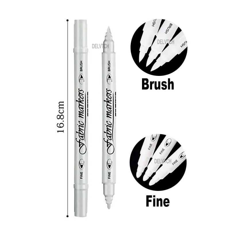 Dual Tip White Color Fabric Textile Marker Pen Washable Water-based ...