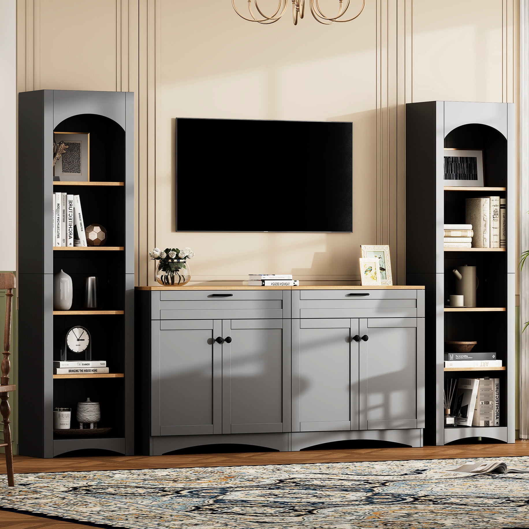 Dual-Tone Appearance - Adjustable Shelves for Easy Storage - Living ...