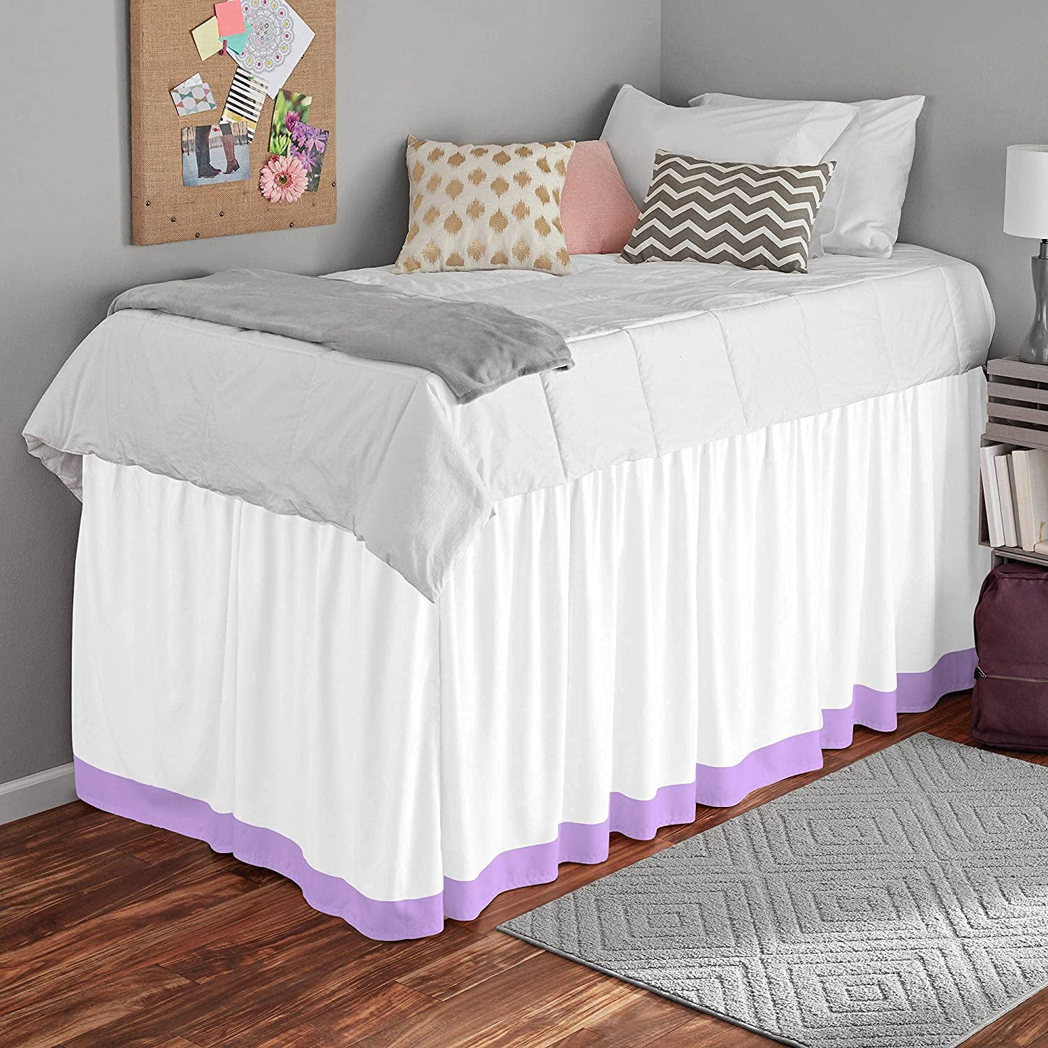 Dual Tone Dorm Bed Skirt, Ruffled Dual Tone Dorm Size Bed Skirt - 100% ...