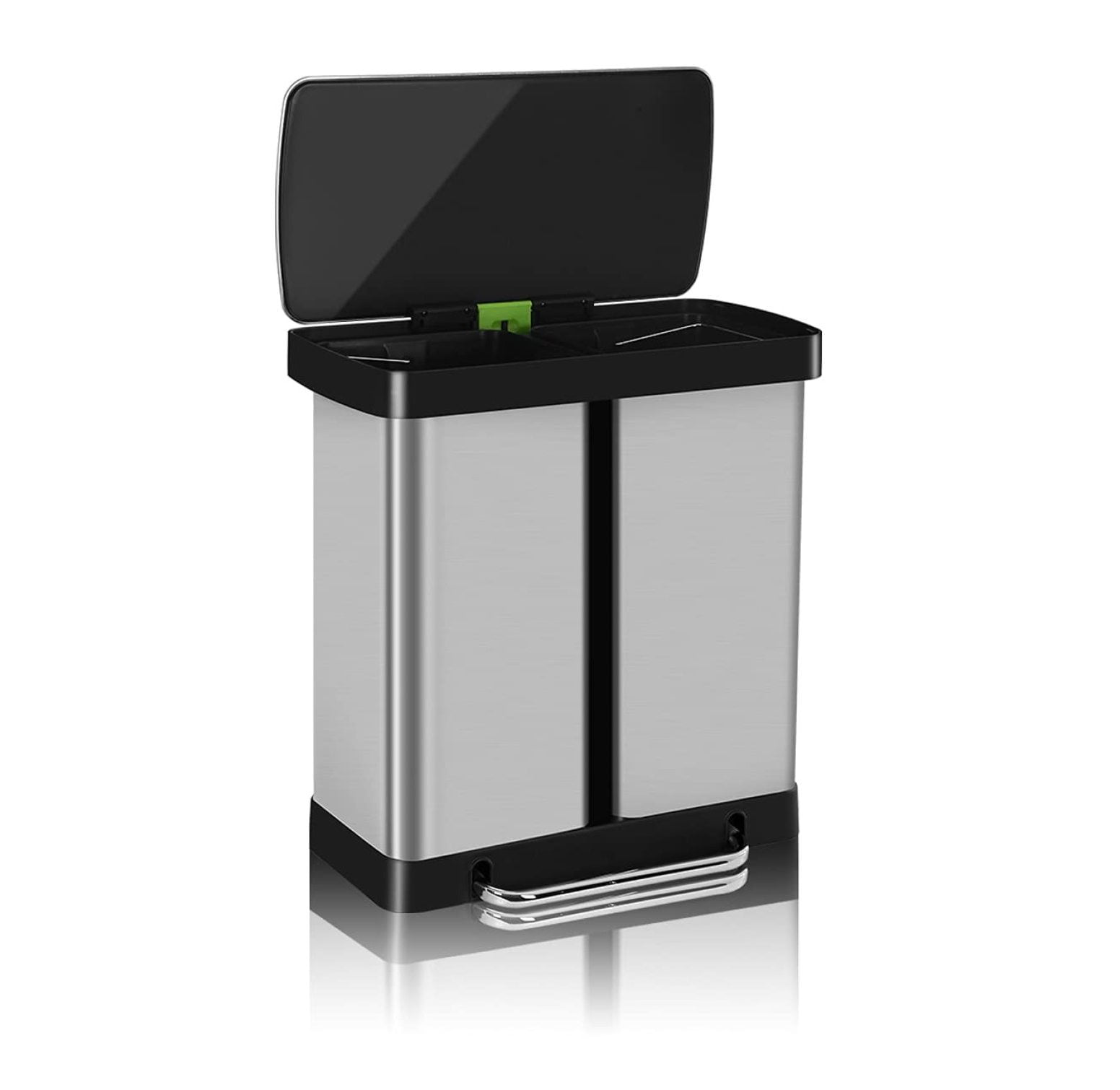 Dual Trash Can, 16 Gallon/ 60L Stainless Steel Trash and Recycling ...