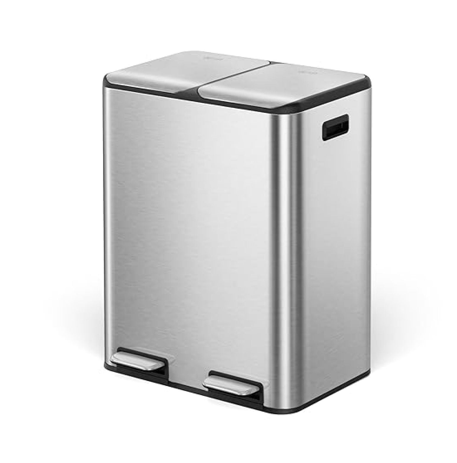 Dual Trash Can 16 Gallon, Stainless Steel Kitchen Garbage Can with ...