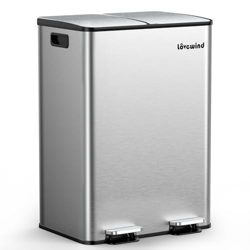 Dual Trash and Recycling Bins for Kitchen, 2 x 8 Gallon (2 x 30 L ...