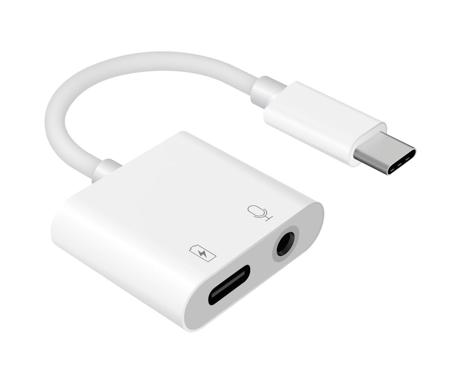 Dual Type-C (USB-C) to 3.5mm Headphone Jack Audio Converter and Charger ...