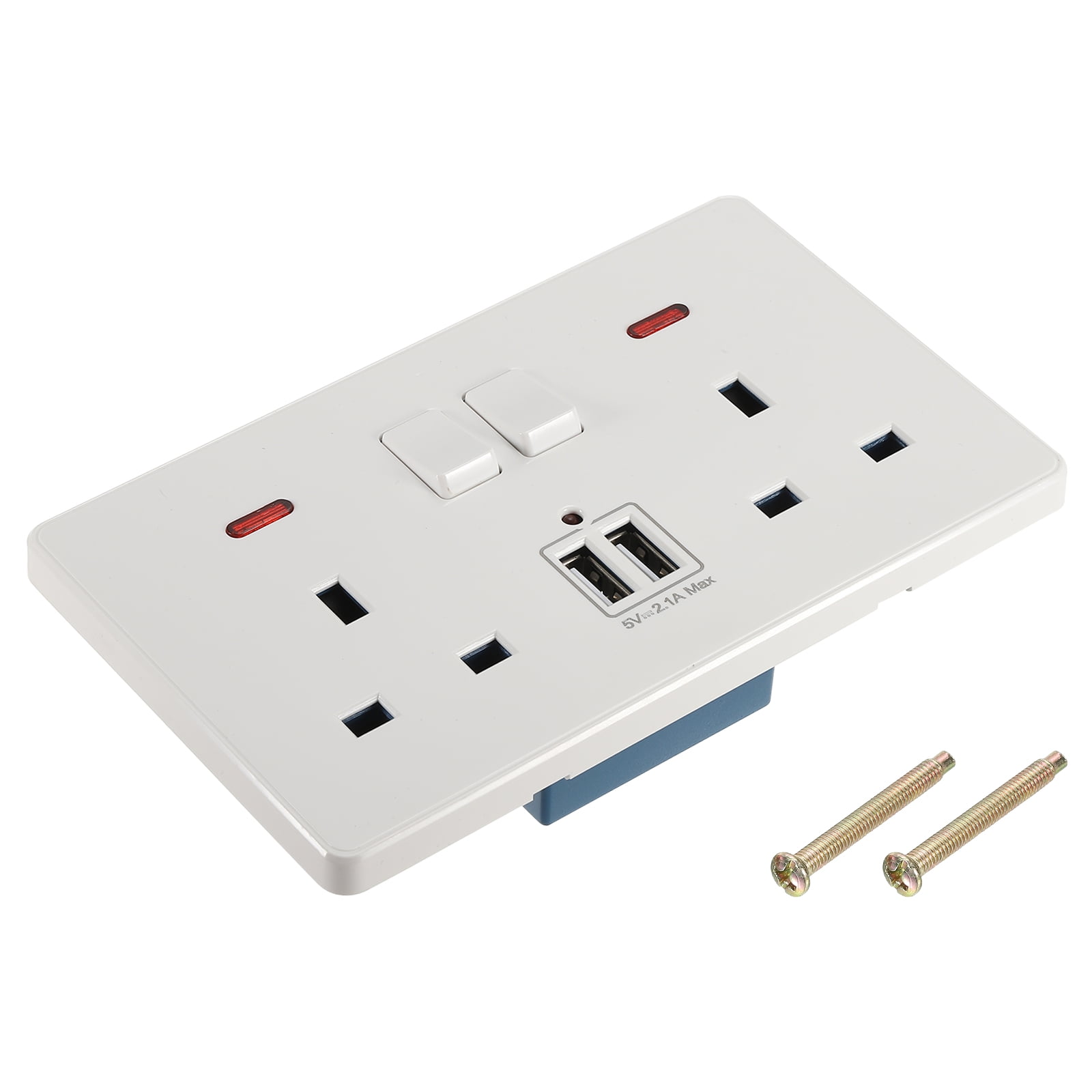 Dual UK Socket Switched Multi Power Outlet Dual USB White 250V 13A ...
