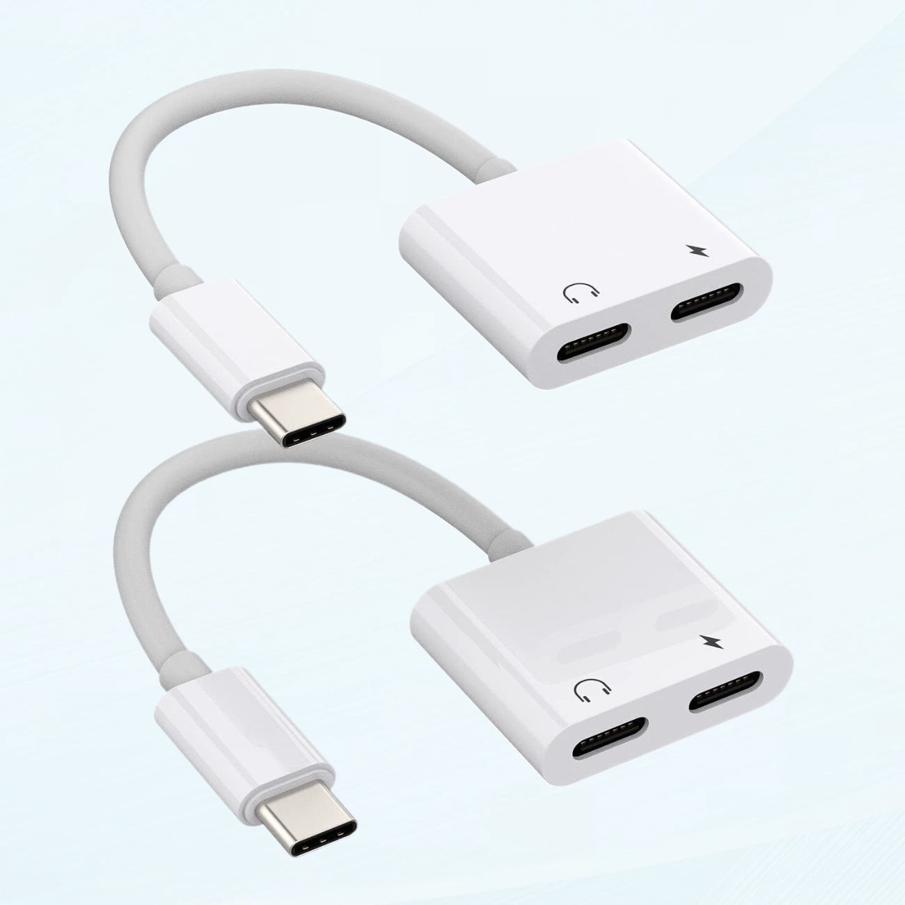 Dual USB-C Headphone Adapter (2pcs) 2 in 1 DAC Type C Jack Charging Aux ...