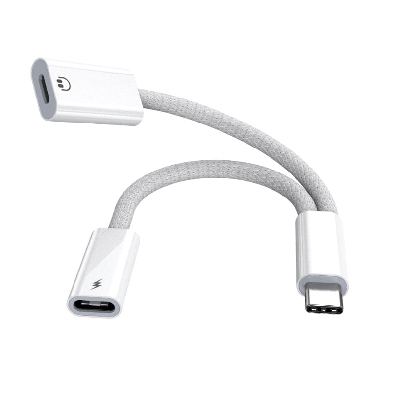 Dual USB C Headphone and Charger Adapter, 2-in-1 Type C Audio Adapter with Fast Charging PD 60W ...