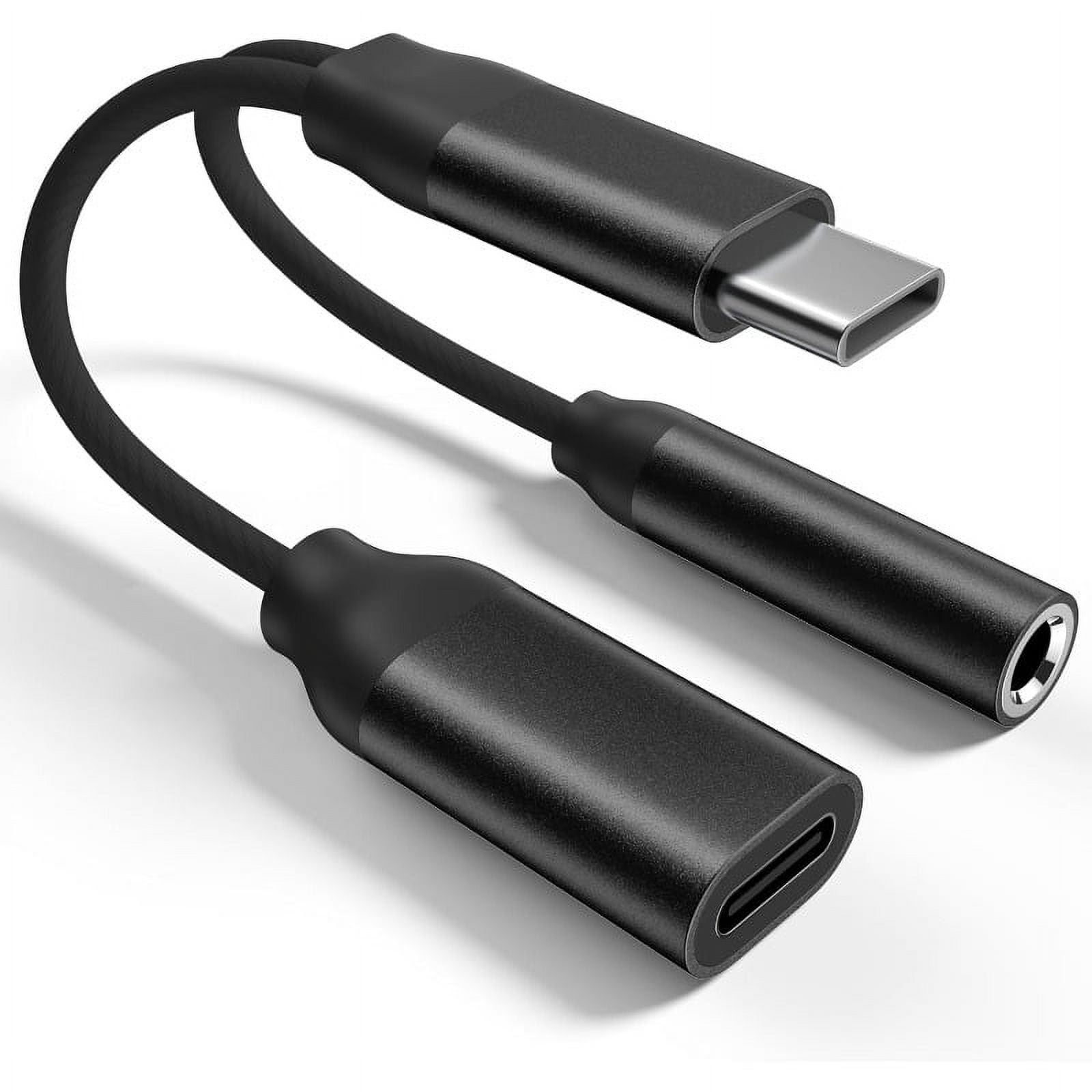 Dual USB C Headphone and Charger Adapter, 2-in-1 Type C Audio Adapter with Fast Charging, USB C ...