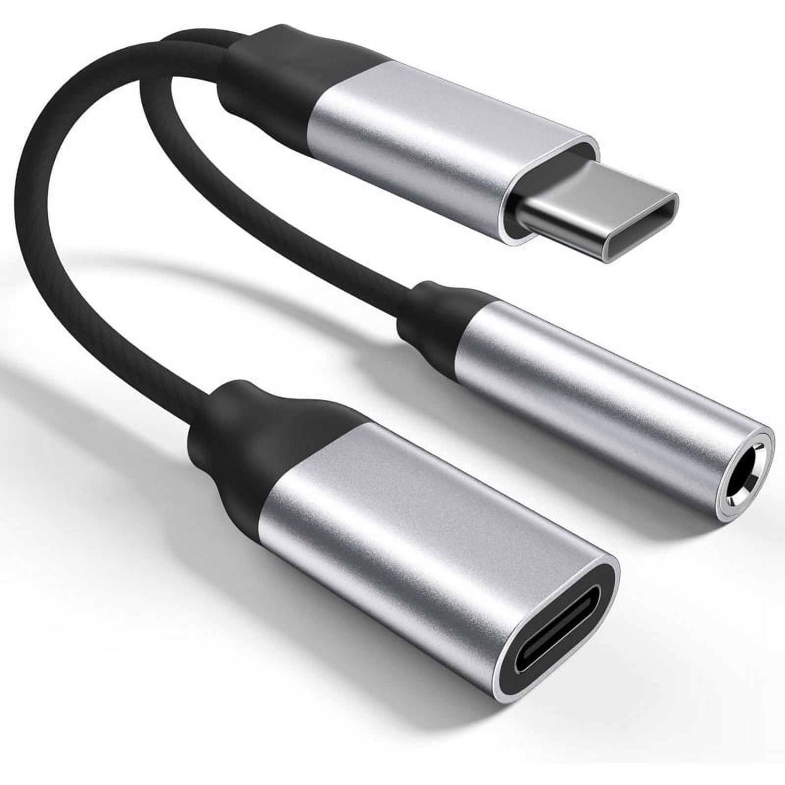 Dual USB C Headphone and Charger Adapter, 2-in-1 Type C Audio Adapter ...