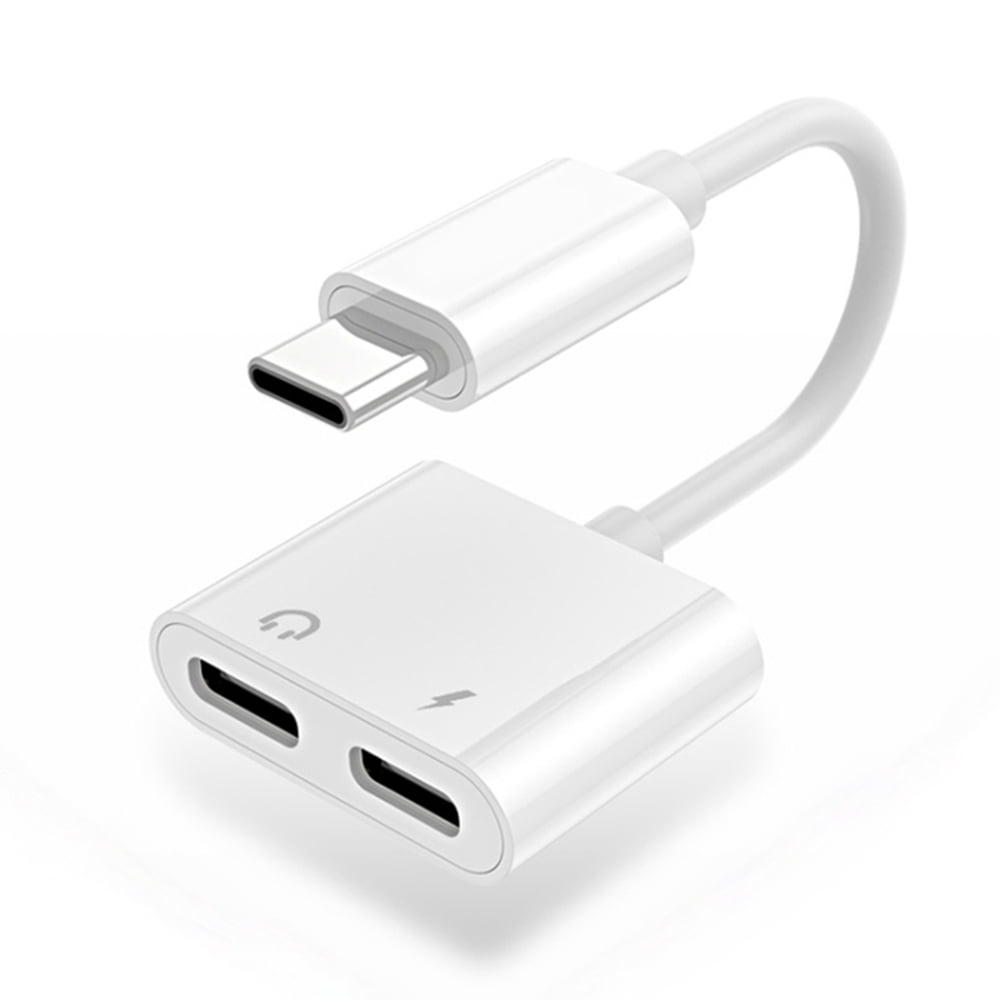 Dual USB-C Headphone & Charging Adapter, Duo Type-C Earbud Splitter ...