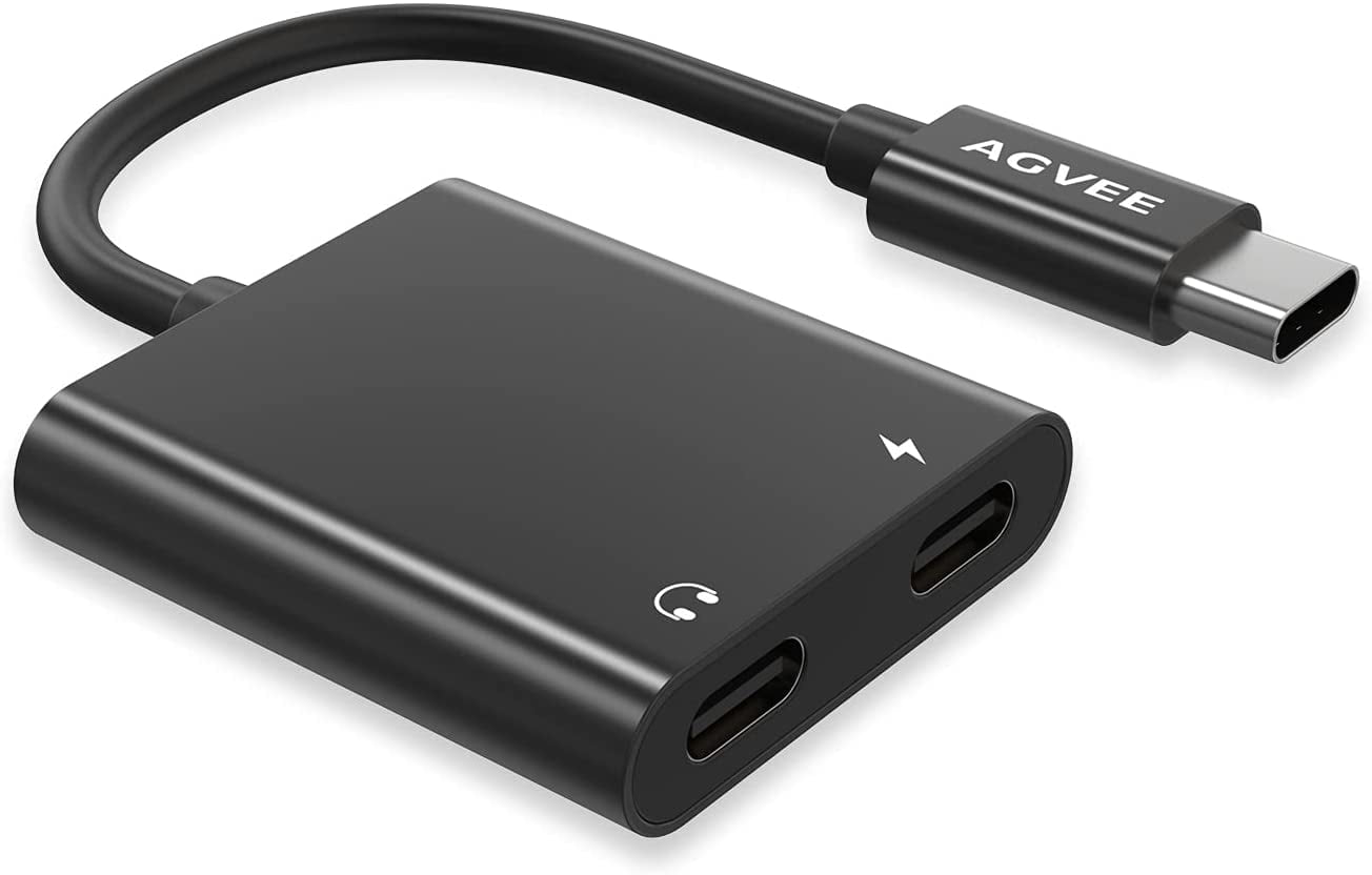 Dual USB-C Headphone & Charging Adapter, Duo Type-C Earbud Splitter ...