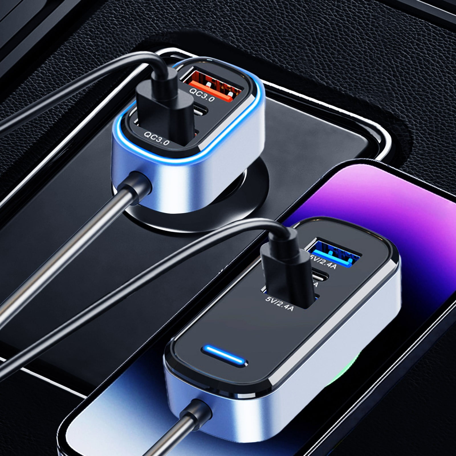 Dual USB Car Charger, QC3.0 & PD Fast Charging, 75.5W Flash Charging ...