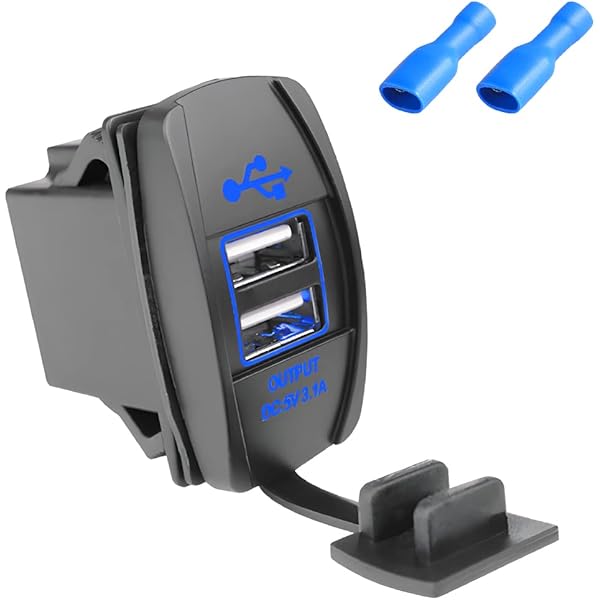 Dual USB Car Charger Rocker Style Switch, Waterproof 12-24V 3.1A 2 USB ...