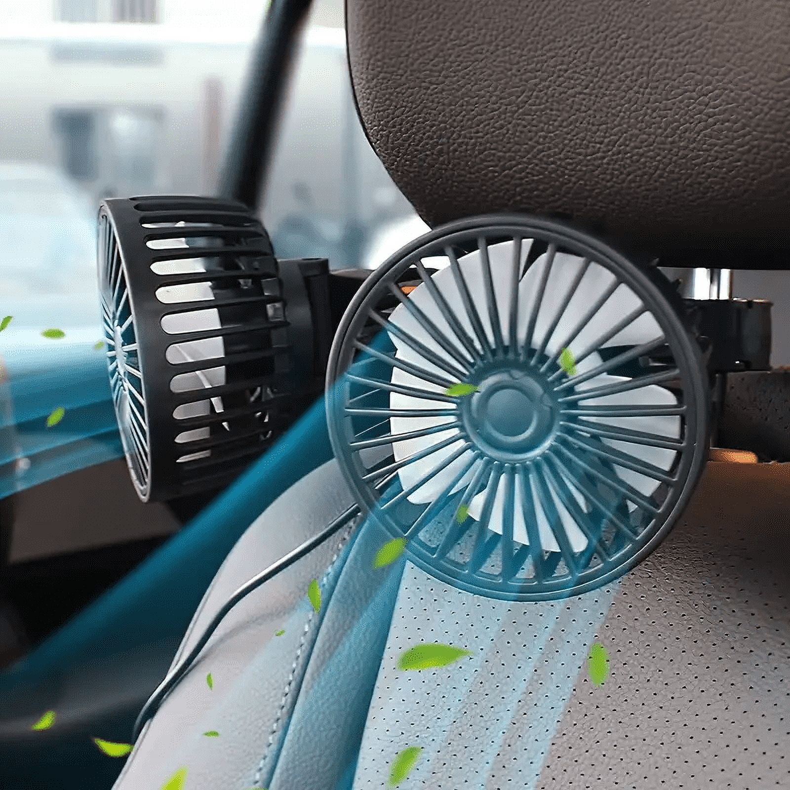 Dual USB Car Fan with Adjustable Heads Portable Rear Seat Cooling ...