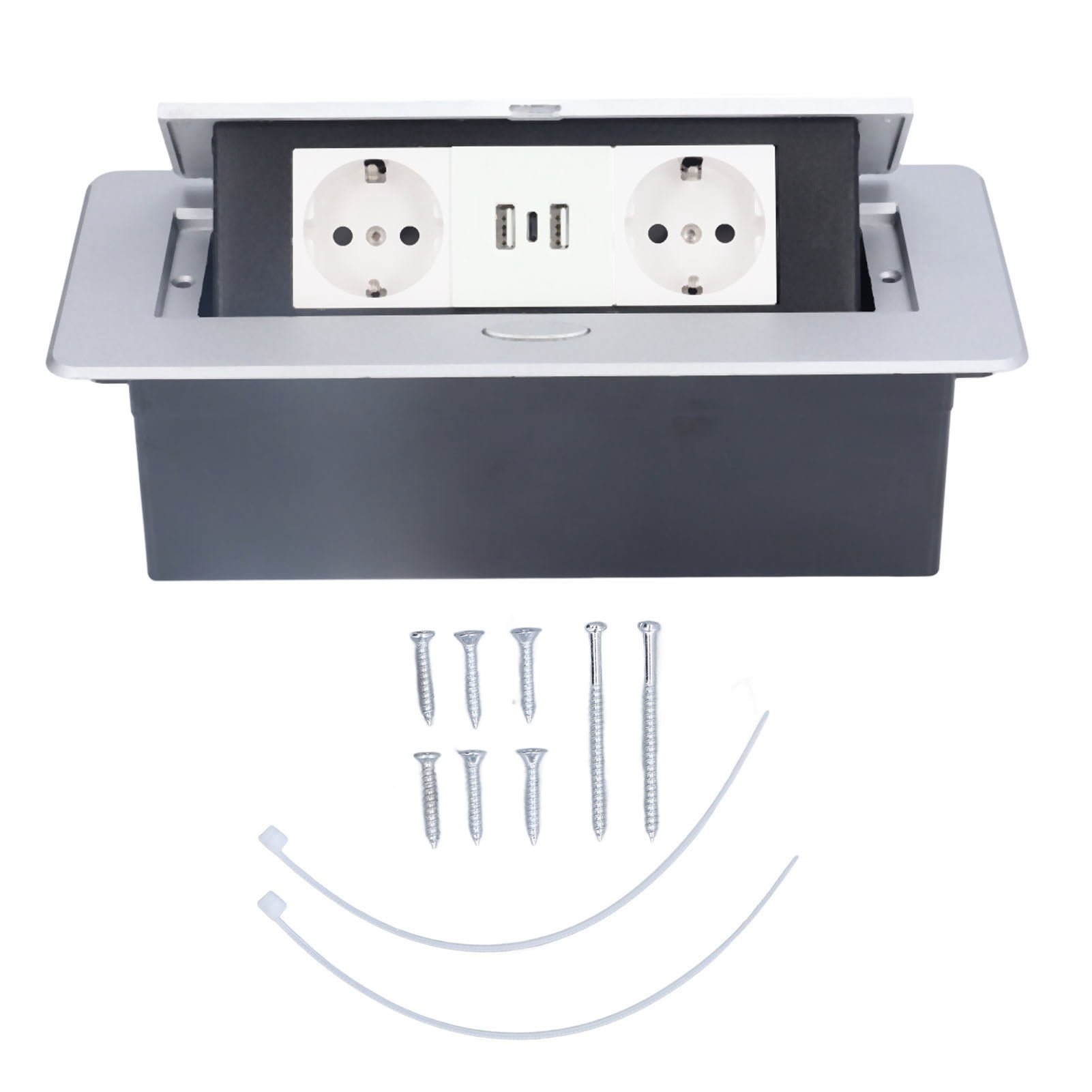 Dual USB Floor Electrical Outlet Pop Up Embedded Mount Power Socket EU ...