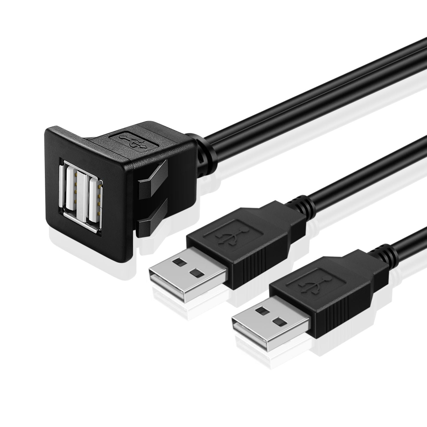Dual USB Flush Mount Cable with Buckle (Square)- Dashboard Panel Dash ...