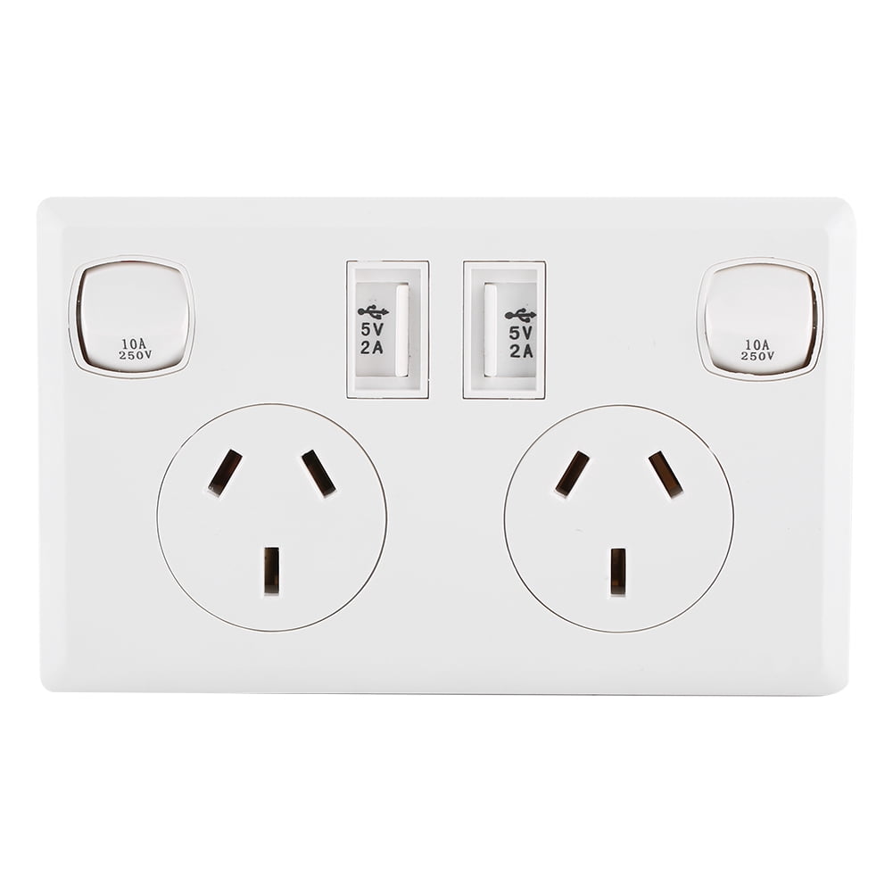 Dual USB Port Power Socket with Electric Wall Charger Outlet Panel ...