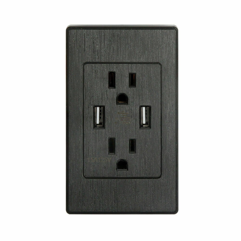 Dual USB Port Wall Socket Charger AC Power Receptacle Outlet Plate ...