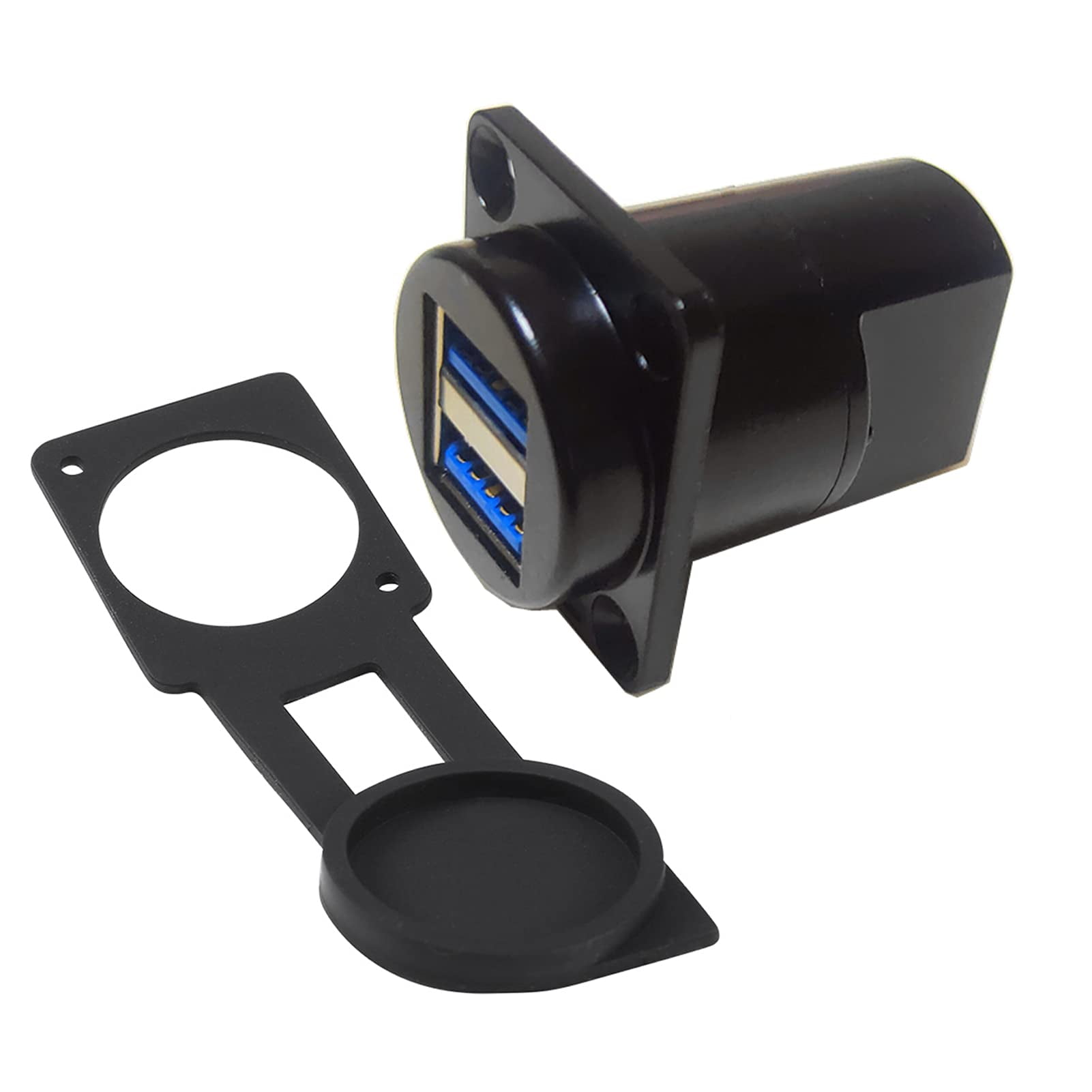 Dual USB3.0 IP67 Waterproof Connector, 2 Ports Panel Mount Female to Female USB Bulkhead Coupler ...
