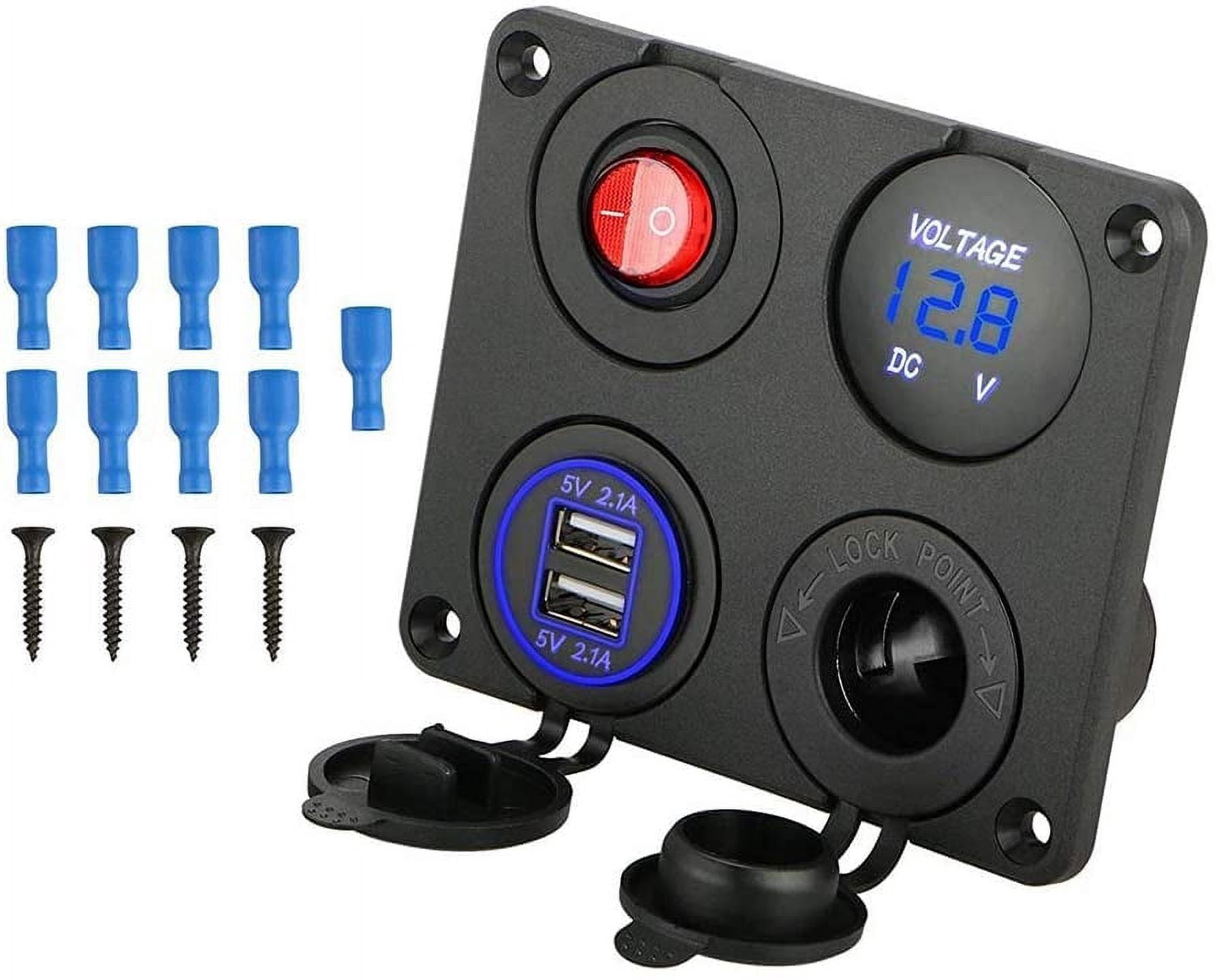 Dual Usb Charger Aluminium Switch Panel, Led Voltmeter, 12 V Socket ...