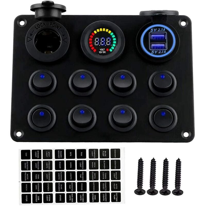 Dual Usb Charger Socket 4.2A + 12V Power Outlet + Led Voltmeter + 8 ...