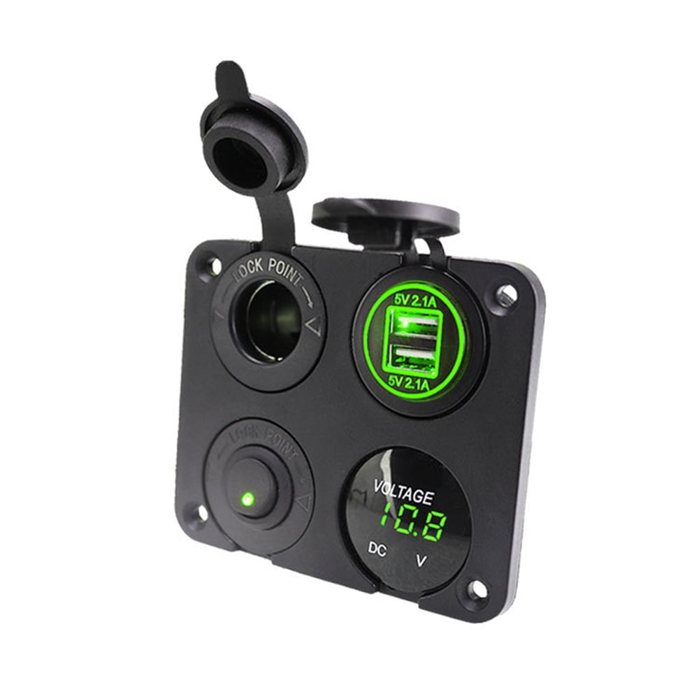 Dual Usb Charger Switch Panel 4 In 1 Car Adapter 12V Socket With Led ...