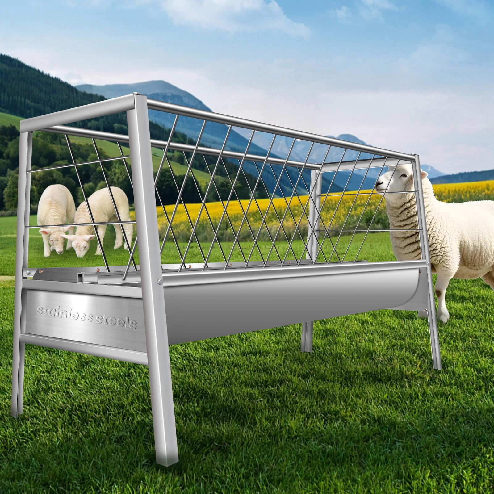 Dual-Use 90-Gallon Stainless Steel Goat Hay & Grain Trough, Heavy-Duty ...