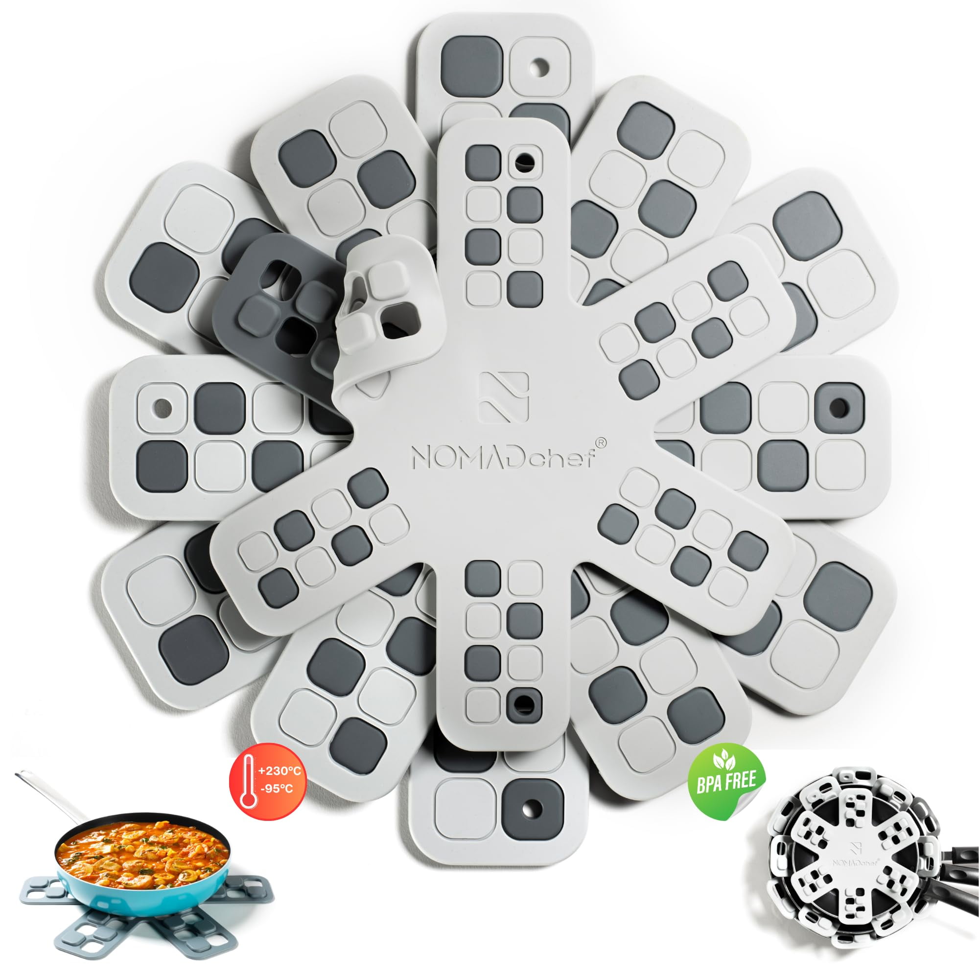 Dual-Use Silicone Pan Protectors for Stacking & Trivets for Hot Dishes ...